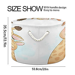 xigua Large Storage Basket Cotton Rope Basket Cute Little Giraffe Baby Laundry Basket for Blankets Toys Storage Basket Laundry Hamper