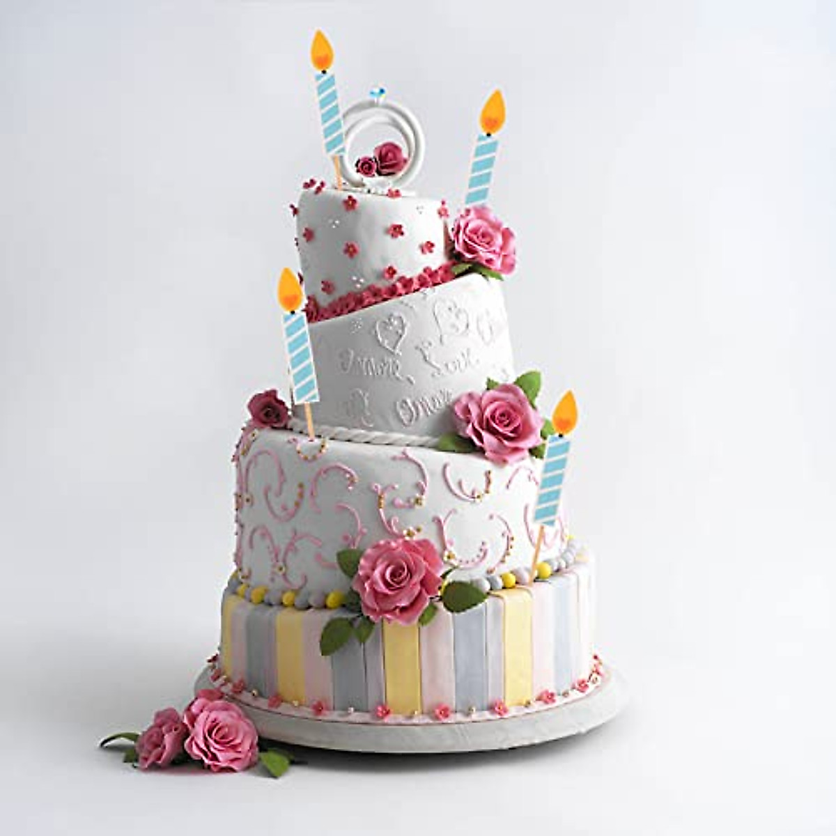 Gadpiparty Vintage Decor Candle Shape Wooden Paper Dessert Picks Wedding Birthday Holiday Cake Decorations Baby Decor