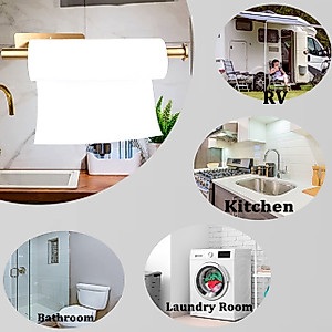 Gold Paper Towel Holder Under Cabinet Adhesive Wall Mounted Kitchen Paper Towel Roll Holder with Screws for Kitchen and Bathroom, SUS304 Stainless Steel