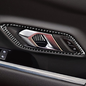 AIRSPEED for Supra Door Handle Panel Cover Carbon Fiber Door Pull Handle Frame Sticker Inner Trim for Toyota Supra GR A90 A91 MK5 2019-2022, Black