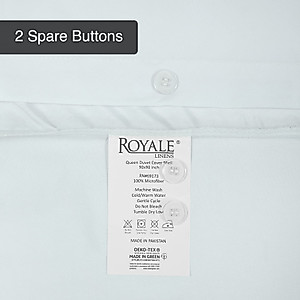 ROYALE White Duvet Cover Queen Size - Washed Duvet Cover Set, 3 Piece Double Brushed Duvet Covers with Button Closure & Corner Ties - 1 Duvet Cover 90x90 inches and 2 Pillow Shams - Comforter Cover