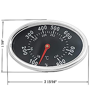 Lid Thermometer Gas Grill Heat Indicator Replacement for Grill Master Nexgrill 720-0697, 720-0737 Grill Replacement Parts, BBQ Grill Temperature Gauge for Nexgrill 720-0830H, 720-0888, Charmglow Grill