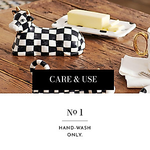 MacKenzie-Childs Cow Creamery Butter Dish, Ceramic Serving Dish with Lid for Butter