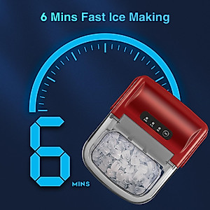 R.W.FLAME Ice Makers Countertop, Portable Ice Maker Machine with Self-Cleaning, 26.5lbs/24Hrs, 6 Mins/9 Pcs Bullet Ice, Ice Scoop and Basket, Handheld Ice Maker for Kitchen/Home/Office/Party,Grey