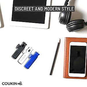 COUKIN Bullet Kit of 3 Pieces, Portable Powder Spice Dispenser Bottle to Carry On Everywhere, Modern Desing with Easier and More Precise Use, 3 Pack (Blue, Silver and Black)