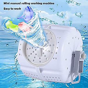Mini Hand Crank Washing Machine Dehydrator, Portable Non-Electric Drum Washing Machine Spin Dryer for Camping Travelling Outdoor Gray