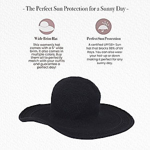 San Diego Hat Company Women's Black 4 Inch Cotton Crochet, One Size