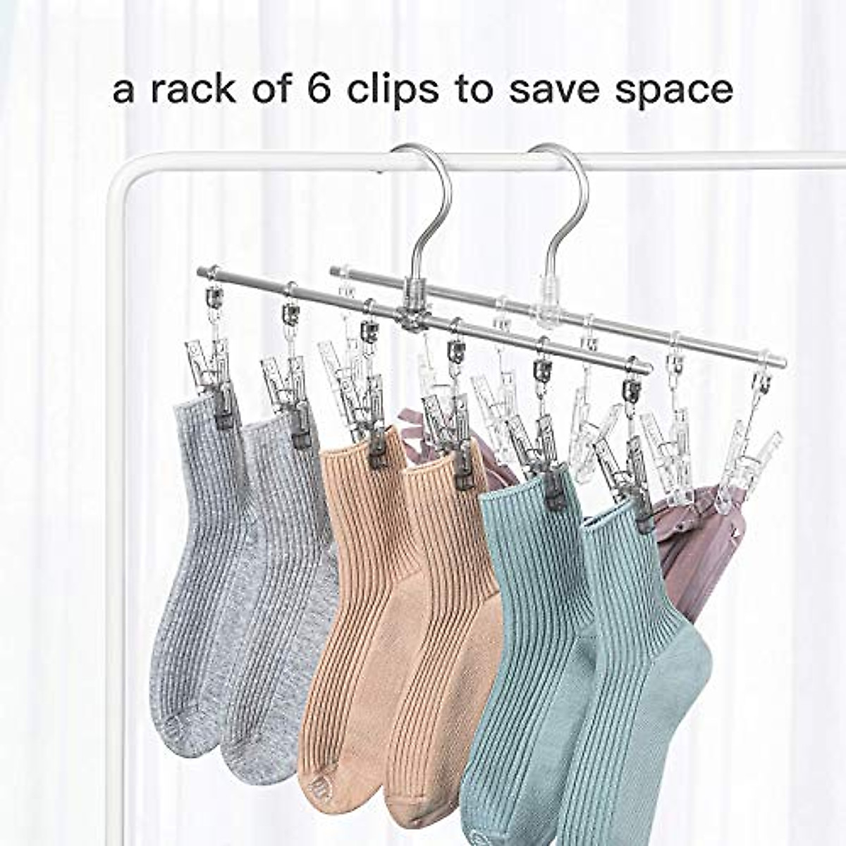 FALEJU High-Strength Aluminum Alloy Underwear and Socks Drying Rack 6 Clip Set for Drying Cap, face mask, Socks, Towels, Underwear, Diapers (Grey)