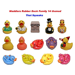 Rubber Ducks Family Party Rubber Duck, Waddlers Brand Toy Rubber Duck Squeaking and Tongue Blowing Party Celebration Fun, All Depts. Favor Gift New Year, Birthday, Baby Shower Christmas