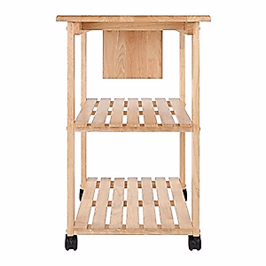 Winsome Wood Kitchen Cart With Cutting Board, Knife Block and Shelves, Beech