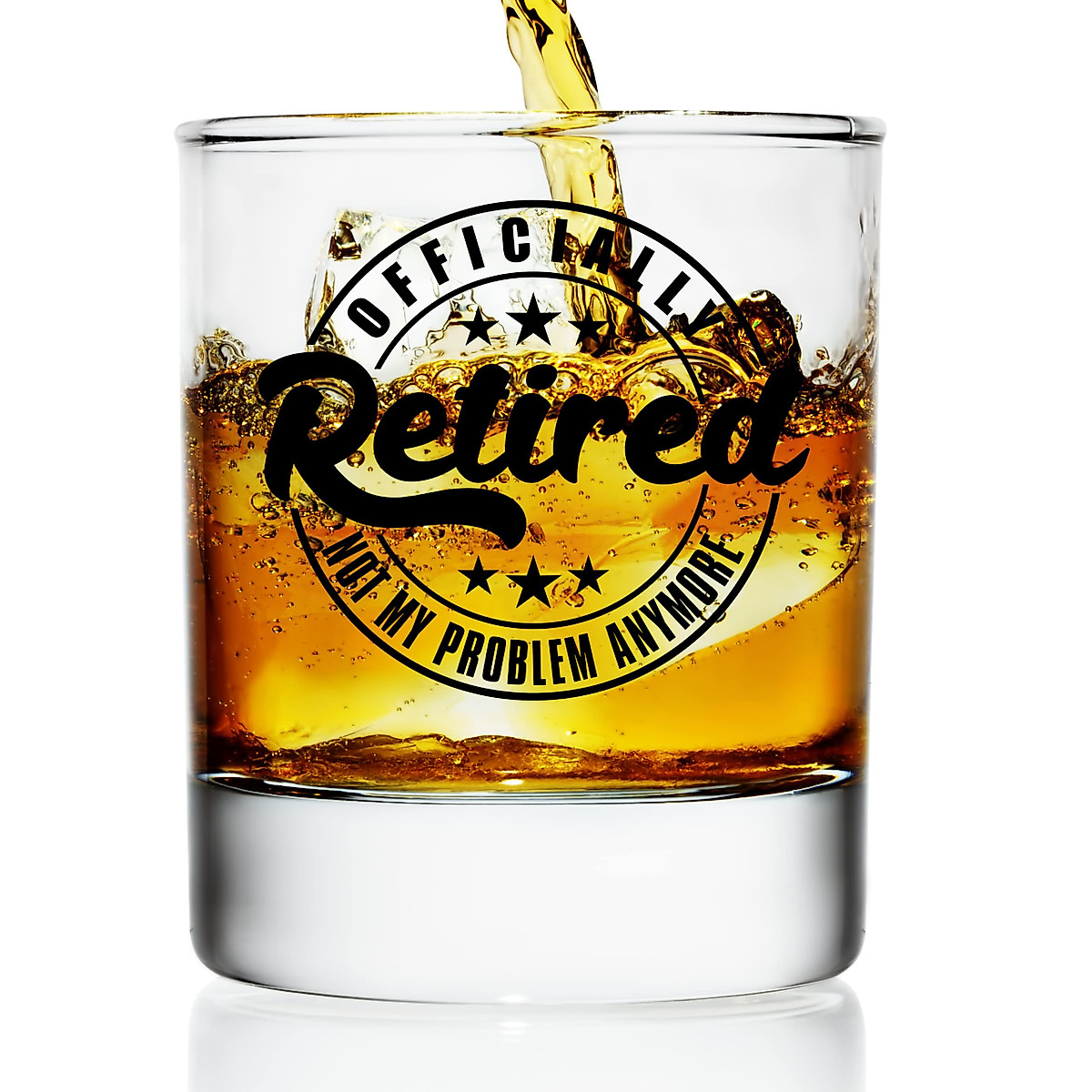 Officially Retired Bouron Glass - Retirement Gifts for Men - Funny Whiskey Glass Unique Retirement Gift For Dad, Grandpa, Friends, Family, And Coworkers - Fathers Day and Christmas Gift