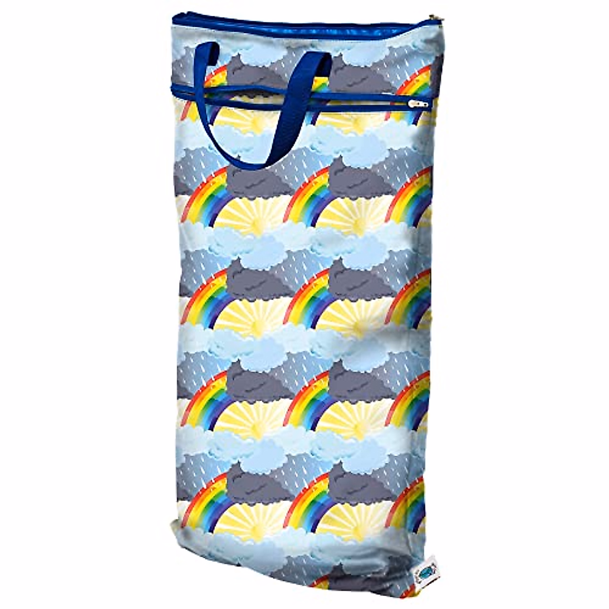 Planet Wise Hanging Wet Dry Bag | Leak Proof Wet Bag for Swimsuit, Cloth Diapers, Breast Pump Parts | Zippered Waterproof Pocket for Dry Items | Smell Proof Bag for Baby Essentials (Through The Storm)