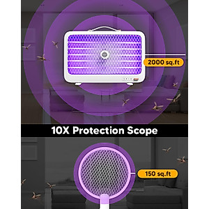 Bug Zapper Indoor and Outdoor - 10 Years Lifespan LED Mosquito Zapper, 4000V Rechargeable Fly Zapper for Patio Home Camping Balcony