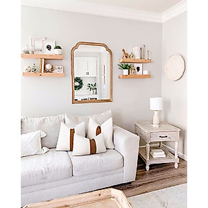 cygnus Set of 2 White Linen Patchwork Faux leather Throw Pillow Covers for Couch Living Room Bedroom, Modern Accent Decorative Square Cushion Covers 20x20 inch (White, 20x20 inch)