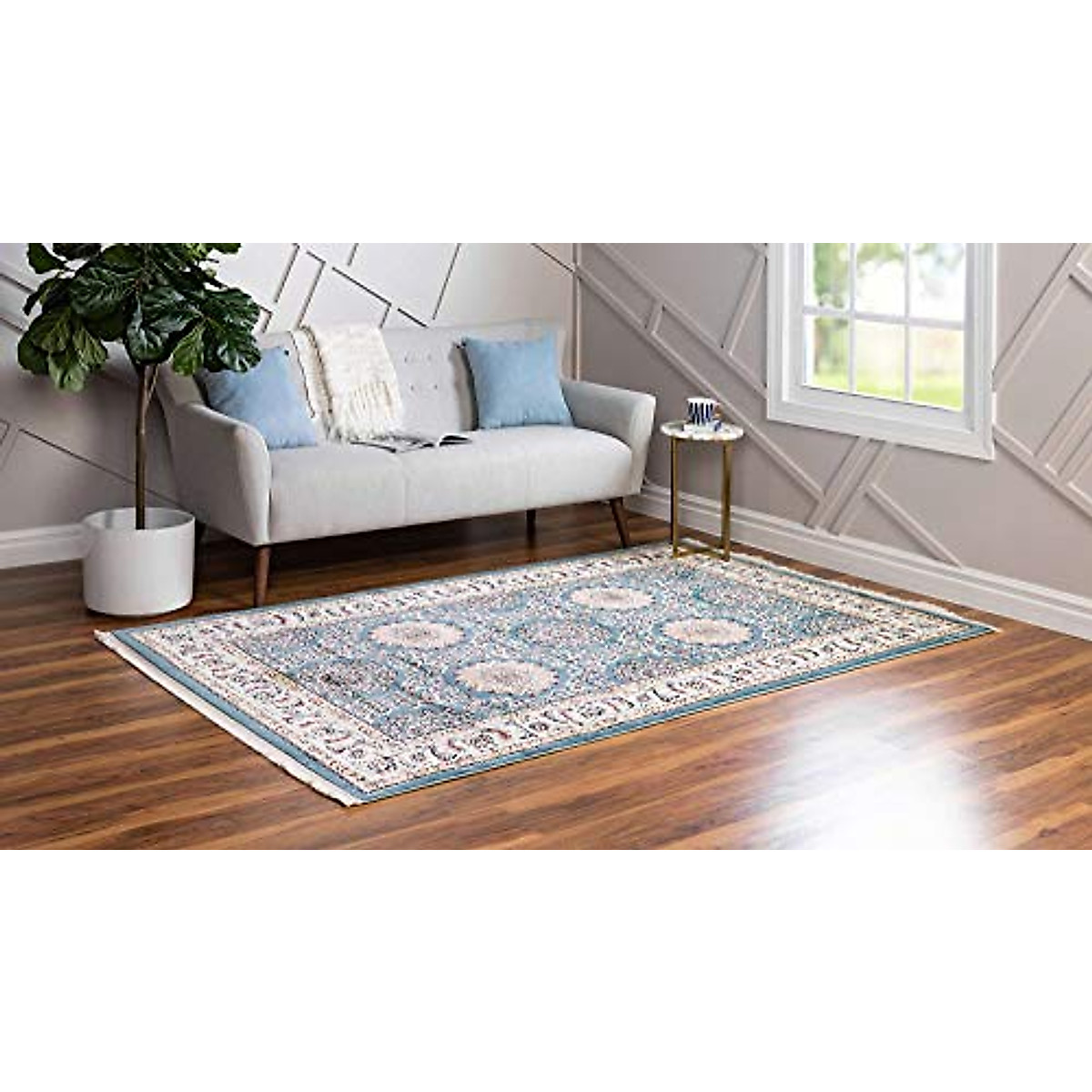 Unique Loom Narenj Collection Classic Traditional Textured Pattern Design Area Rug, 8' x 10' Rectangle, Blue/Beige