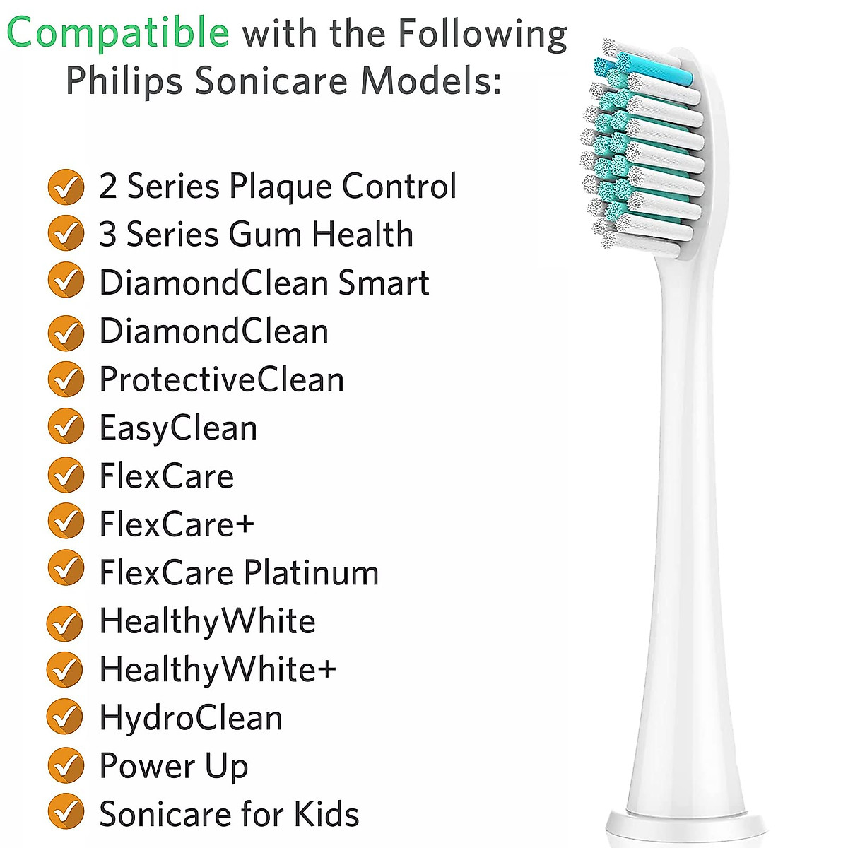 Asocrew Replacement Toothbrush Heads Compatible with Philips Sonicare for C3 C1 C2 G2, Electric Brush Heads Compatible for Sonicare 4100 5100 6100 9023-614XA