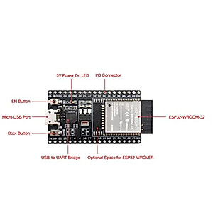 10Gtek ESP-32S ESP-WROOM-32 Development Board, 2.4GHz Dual-Mode WiFi + Bluetooth Dual cores Module, for Arduino IDE