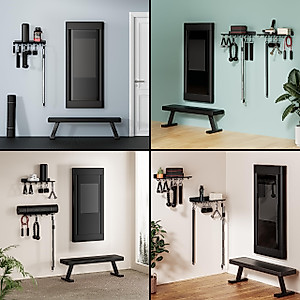 Crostice 1-Tier Floating Shelf Compatible with Tonal Accessories, Home Gym Storage Shelf, Gym Rack Wall Mount Organizer, Workout Metal Holder, T-Bracket Lock Adapters Hanger, US Patent Holding