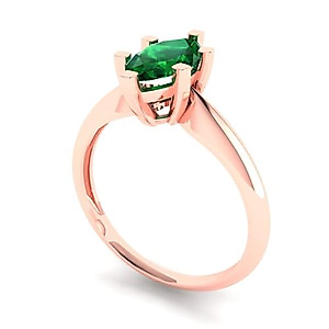 Clara Pucci 1.0 ct Marquise Cut Solitaire Simulated Emerald Engagement Wedding Bridal Promise Anniversary Ring 18K Rose Gold Size 6.25