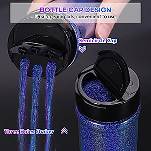 HTVRONT Holographic Extra Fine Glitter - 200g/7oz Royal Blue Glitter for Crafts, 0.2mm Ultra Fine Glitter for Resin, Iridescent Glitter Powder for Nails, Tumblers, Cosmetic, Craft Glitter Shaker Jar