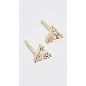 SHASHI Women's Trilogy Stud Earrings, Yellow Gold/Clear, One Size