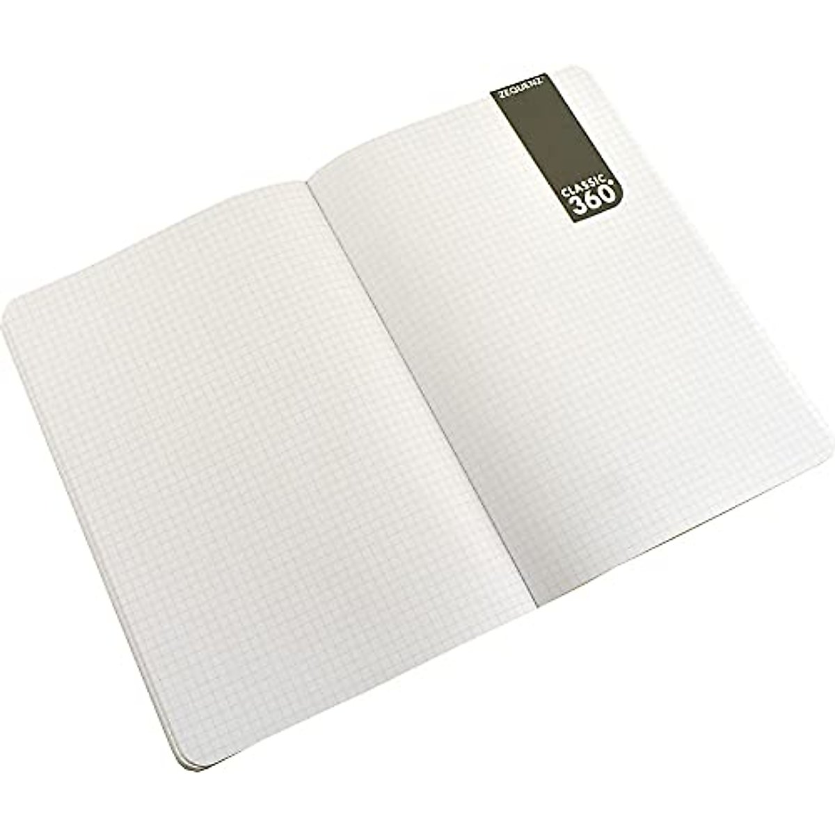 Zequenz Classic 360 Soft cover Notebook, Soft Bound Journal, Large, Black, 5.75" x 8.25", 200 sheets / 400 pages, Squared, Graph, Grid Pattern Premium Paper