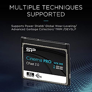 Silicon Power 512GB CFast 2.0 CinemaPro CFX310 Memory Card, 3500X and up to 530MB/s Read, MLC, for Blackmagic URSA Mini, Canon XC10/1D X Mark II and More - SP512GICFX311NV0BM