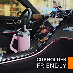 SKETORA 32oz Insulated Tumbler with Rotatable Handle and Flip Straw Lid - Stainless Steel Travel Mug for Hot & Cold Drinks, Arctic White