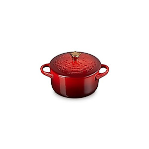 Le Creuset Noël Collection Stoneware Mini Cocotte with Star Knob, 24 oz., Cerise