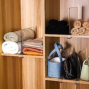 PENGKE 4 Pack Shelf Dividers for Closet Organization,Clear Wood Shelves Dividers for Kitchen Cabinets,Clothes Organizer and Bedroom Storage