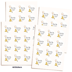 WEECUTES® Winnie Thank You Stickers Baby Shower Decorations Honey Jar Gift Label Classic Pooh Birthday Party Decor Supplies (48 Pcs)