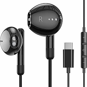 USB C Headphones for iPhone 16 15 Pro Max Plus iPad Pro USB C Earphones with Microphone Volume Control USB C Wired Earbuds USB Type C Earphone for Google Pixel 8 7 6A 5 Samsung S24 S23 S22 S21 S20 A55