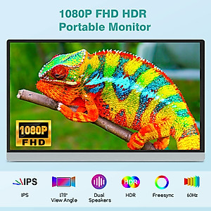 Portable Monitor for Laptop, INOO 15.8in FHD 1080P Laptop Monitor, Travel Second Monitor for Laptop, USB C Monitor with Smart Cover, External Screen for MacBook Computer Tablet Phone Xbox Switch PS5/4