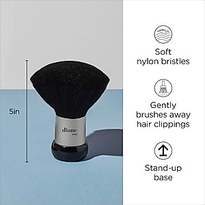 Diane Neck Duster Brush for Hair Cutting, Removes Loose Hair from Neckline and Ears, Soft Nylon Bristles, Stand Up Base, 5”, Medium