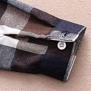 Kids Little Boys Girls Baby Red Plaid Flannel Long Sleeve Button Down Flannel Shirt Plaid Tops Girl Boy Clothes (18-24 Months, Coffee)