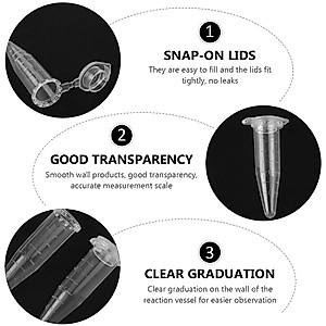FveBzem 500pcs 1.5ml Conical Centrifuge Tubes Microcentrifuge Tube Plastic Test Vials with Lids Plastic Sample Small Bottle Vial Storage Container Test Tube Micro Centrifuge Tube with Snap Cap