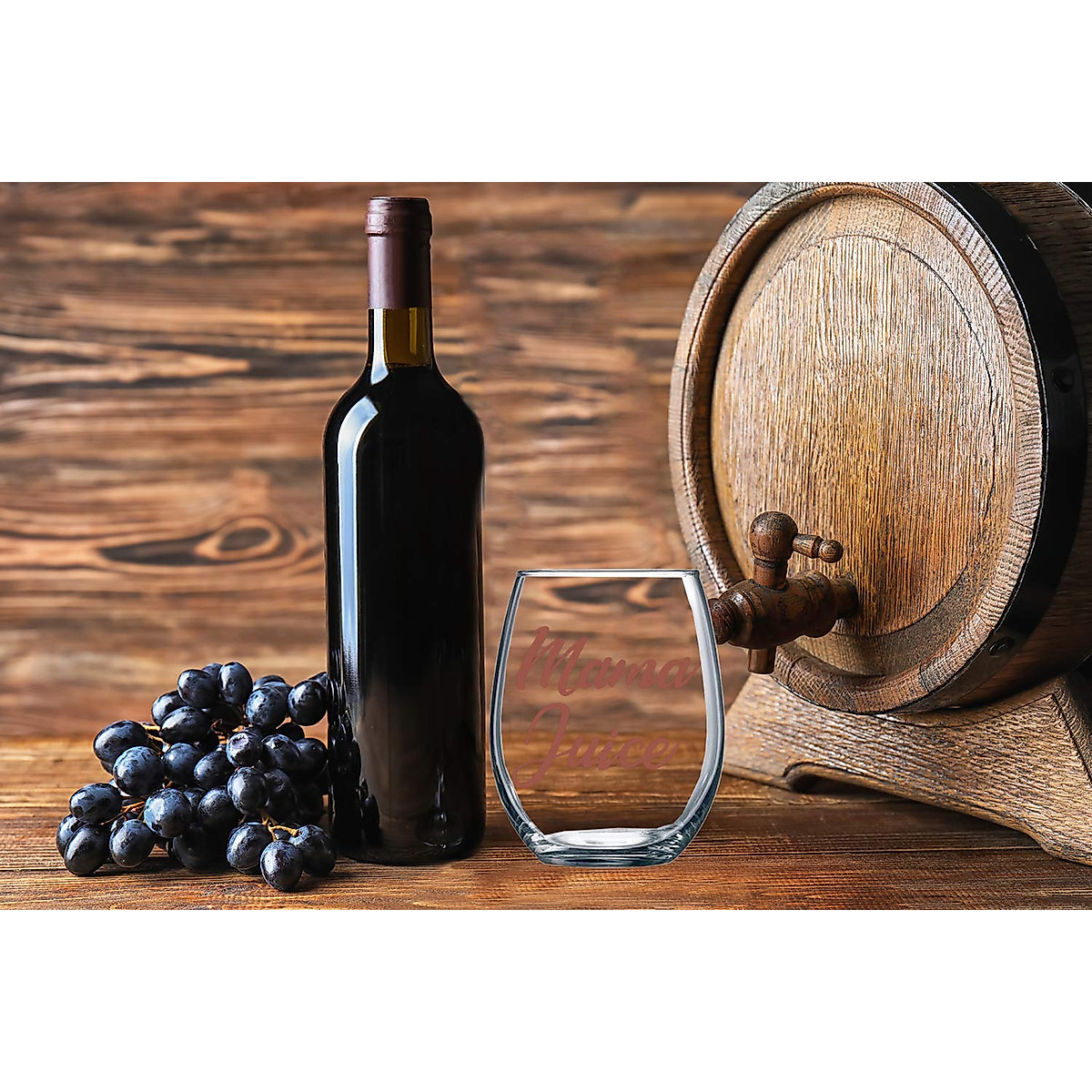 Mama Juice Funny 15oz Stemless Crystal Wine Glass - Fun Wine Glasses with Sayings Gifts for Women