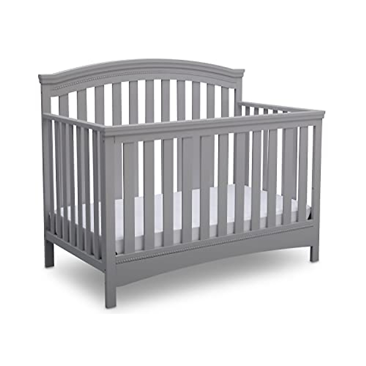 Delta Children Emerson Crib 7-Piece Baby Nursery Furniture Set–Includes: Convertible Crib, Glider, Dresser, Changing Top, Crib Mattress, Sheets, & Changing Pad, Grey