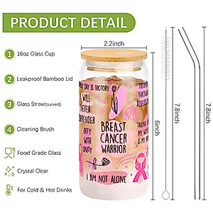 JoycuFF Breast Cancer Gifts for Woman, Cancer Care Gifts for Women, Breast Cancer Survivor Gifts for Woman, Gifts for Breast Cancer Warrior Women 16 Oz Can Glass