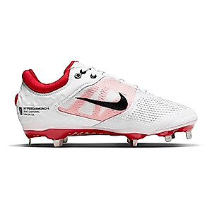 Nike Women's Hyperdiamond 4 Elite Softball Cleats (White/Black/University Red, us_Footwear_Size_System, Adult, Women, Numeric, Medium, Numeric_7)