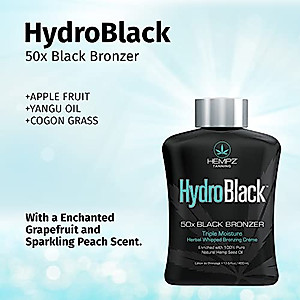 HEMPZ Hydroblack 50X Black Bronzer - Herbal Moisturizing Self Tanning Lotion for Tanning Beds, Beach, Sun 13.5 Fl OZ