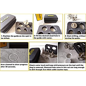 DRILAX Diamond Hole Saw Set 3/4 inch, 1 inch, 1-1/4, 1-1/2, 1-3/4 Inch Extra Long Cuts with Insert Guide Included 5 PCS Diamond Drill Bit Tile Ceramic Porcelain Glass Granite Quartz