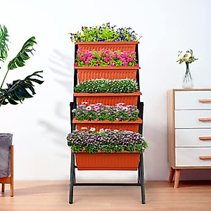 KIDINIX Vertical Raised Garden Bed 4Ft with 5 Tier Plant Boxes, Vertical Garden planters Indoor Outdoor, Elevated Freestanding Stand for Vegetables Flower Herb Patio