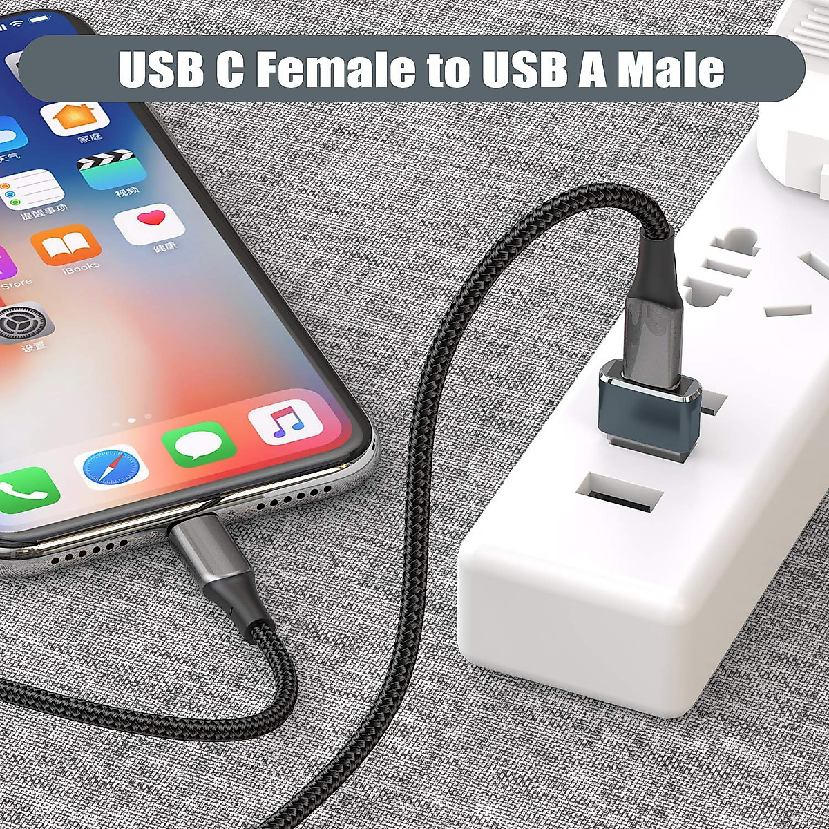 Basesailor USB C Female to A Male Adapter, Compatible with iPhone 11, 12 Mini, Pro Max, iPad Air 4, Samsung Galaxy Note 20, 21 Plus, Ultra (2 Adapters)