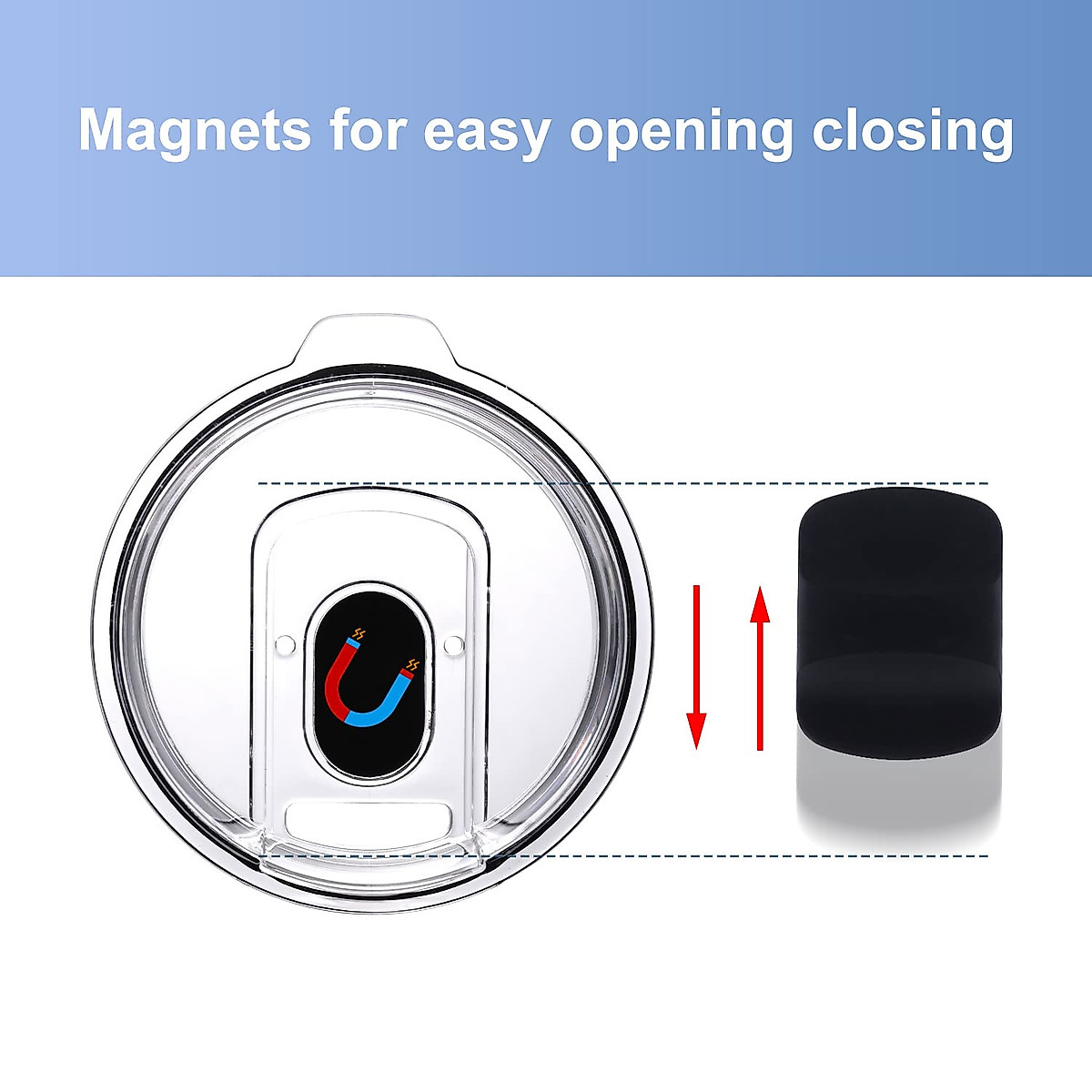 20oz Magnetic Tumbler Lid, Black Tumbler Replacement Lid Compatible with Yeti Rambler Old Style Rtic Ozark Trail and More for Yeti Coffee Cup Lid 20oz BPA Free