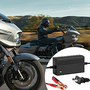 USTOPF1T 12V Battery Charger and Maintainer, Smart Charger Lead Acid Batteries with Clamps for Motorcycles, Trucks, Lawnmowers and Maintenance Charging for Cars, SUVs, RVs