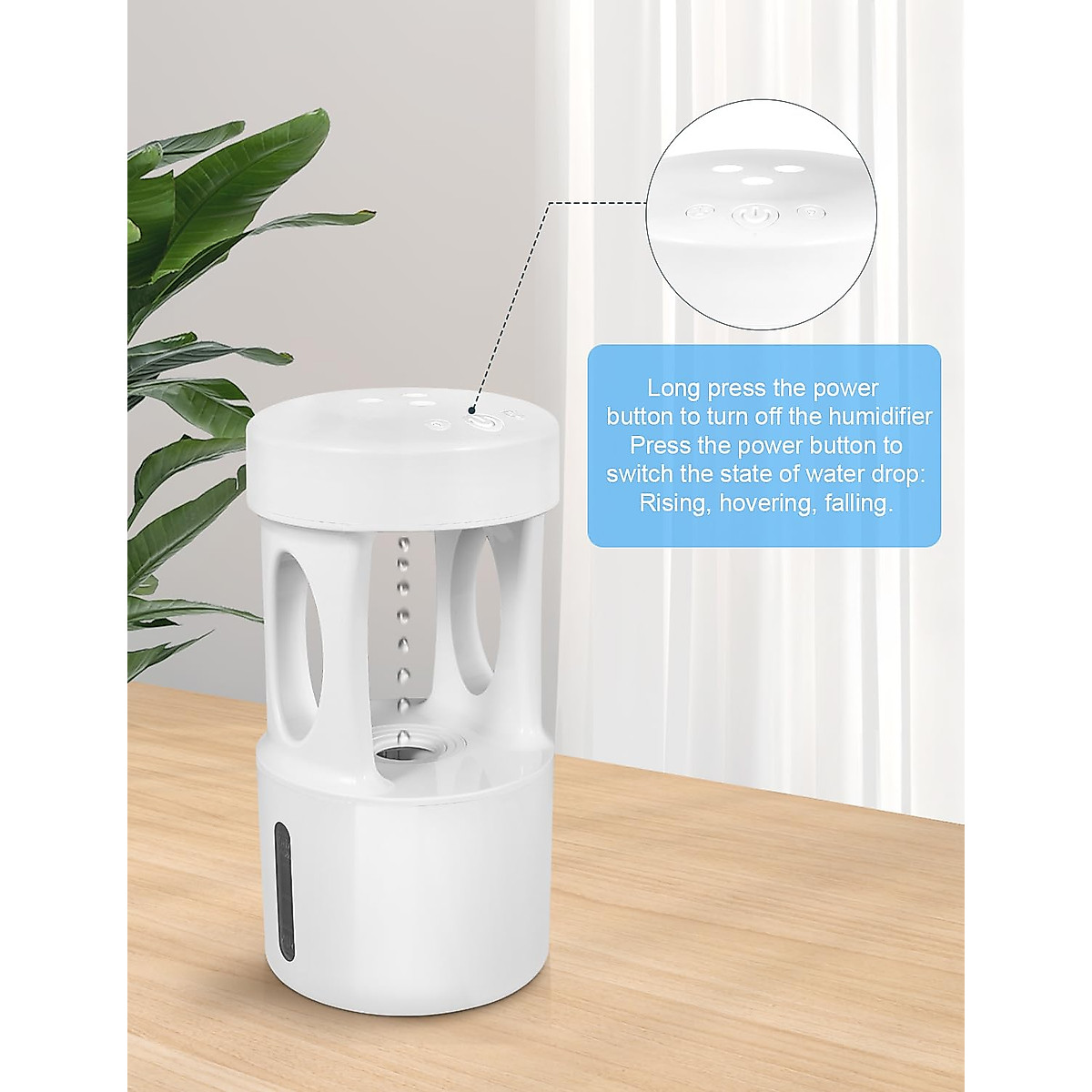 RooXchowla Anti Gravity Humidifier,Water Drop Humidifier ，Drip Drop Humidifier with Night Light,Rain Cloud Humidifierhigh-capacity Silent humidifier for Bedroom/Baby Nursery/Bathroom//Living Room.