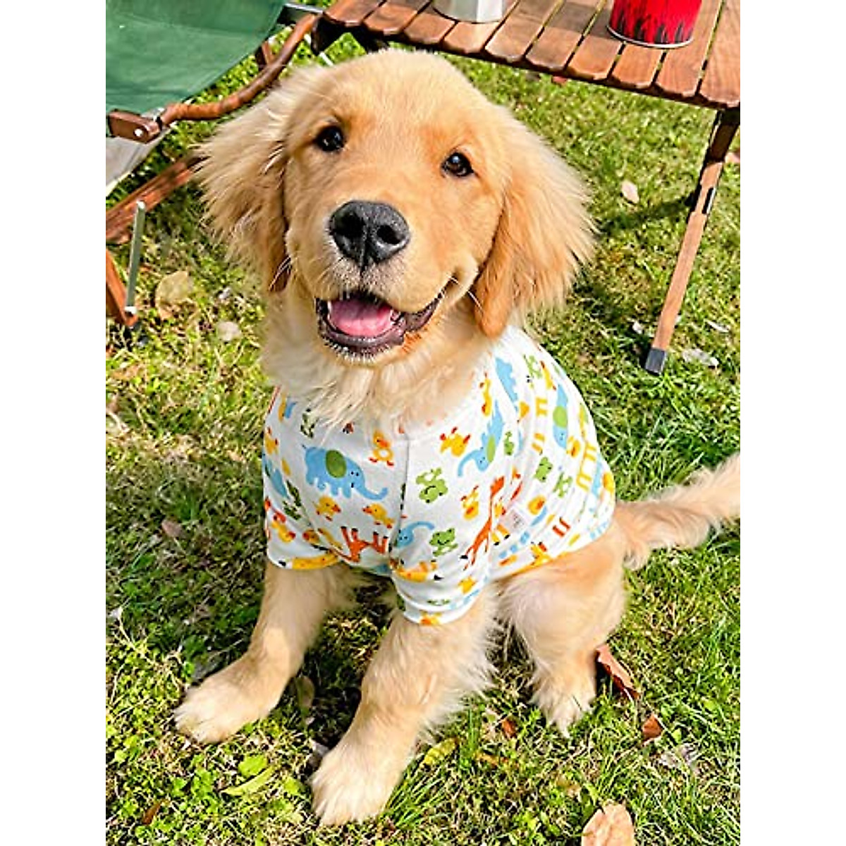 Milumia Pet Cute Cartoon Print Pajamas for Medium Large Dogs Shirts Pet Clothes Outfits Multicolor 3X-Large Plus