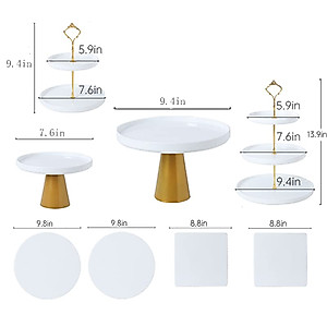 8 Pack Cake Stands Set White Ceramic Cupcake Holder Dessert Display Plate Decor Serving Platter for Party Wedding Birthday Baby Shower Celebration Home…