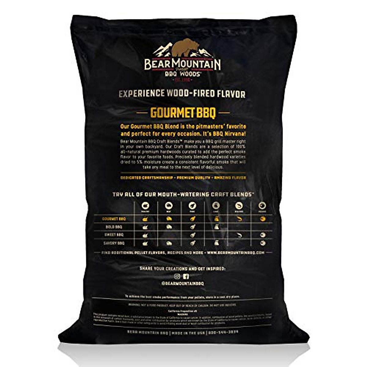 BEAR MOUNTAIN Premium BBQ WOODS FK90 Craft Blends All Natural Smoky Hardwood Gourmet Blend Smoker Pellets, 20 Pound Bag